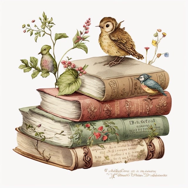 Antique Books Clipart Clip Art 8 PNG Format Instant Download for ...