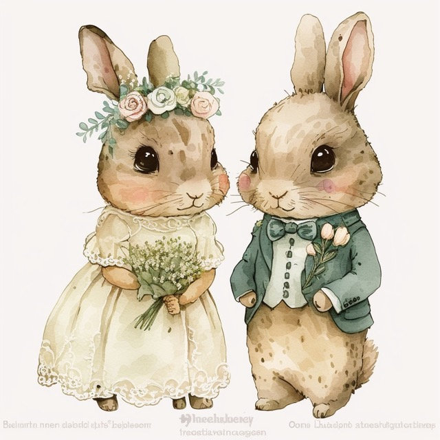 Bunny Rabbit Groom and Bride Wedding Clipart 8 High Quality JPG ...