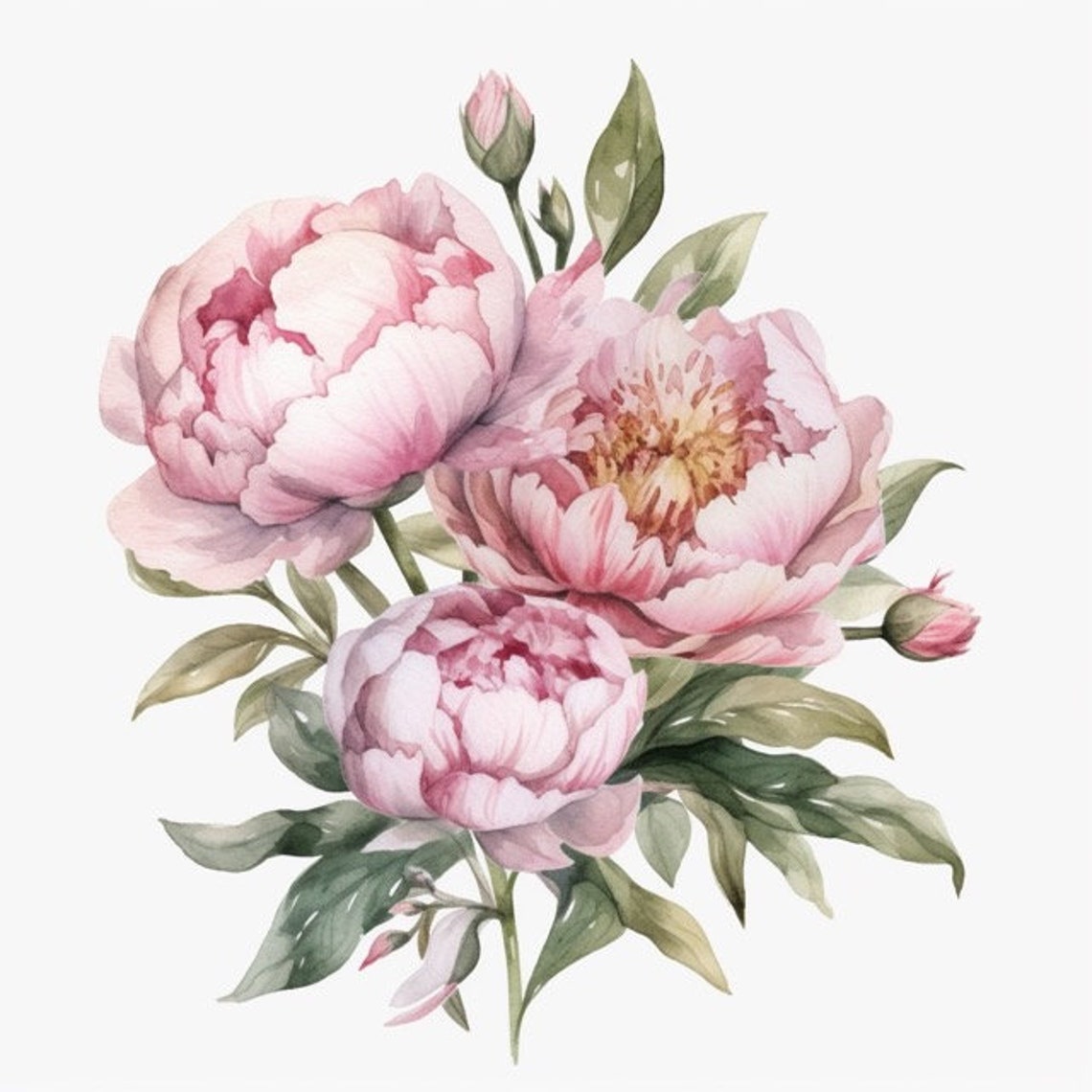 Watercolor Peony Peonies Flower Clipart Clip Art 4 PNG Format Files ...