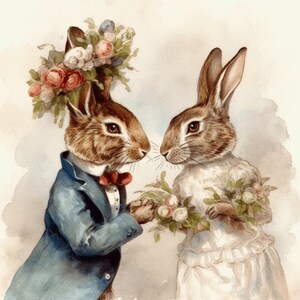 Cute Bunny Rabbit Bride and Groom Wedding Clip Art 4 PNG Card Making ...