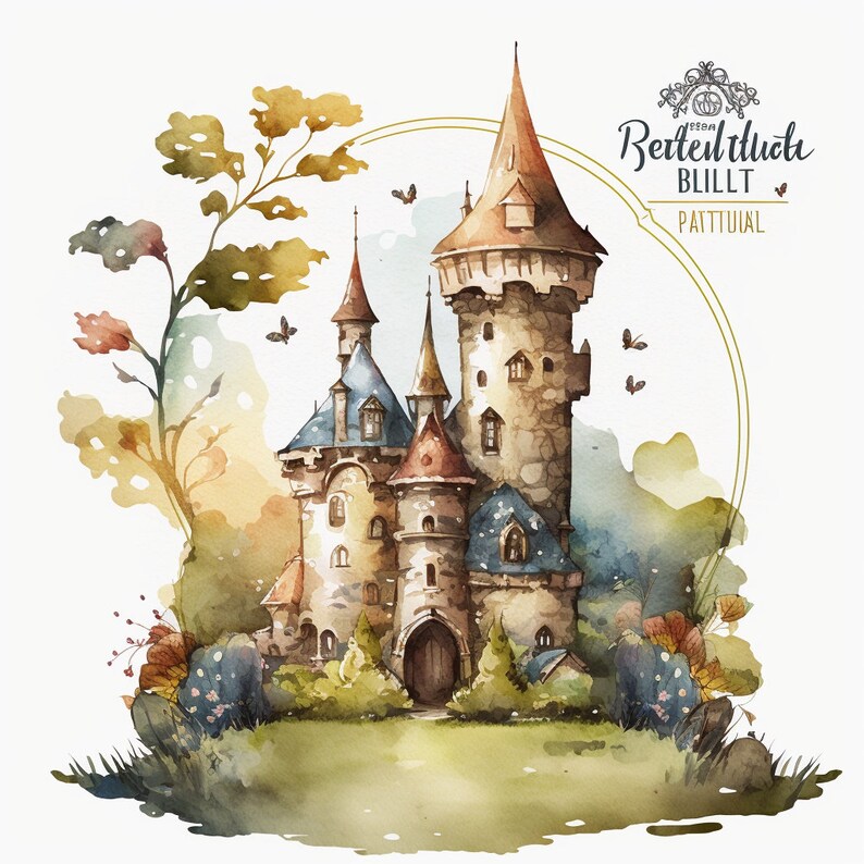 Fairy Tale Castles Clipart, 8 High Quality JPG Watercolor Art, Digital ...