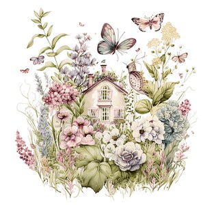 Watercolor Butterfly Flower Summer Garden Clipart Clip Art 4 PNG Format ...