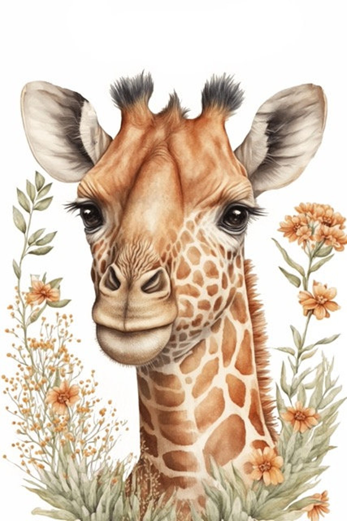 Safari Animals Giraffe Watercolor Clipart 4 High Quality PNG ...