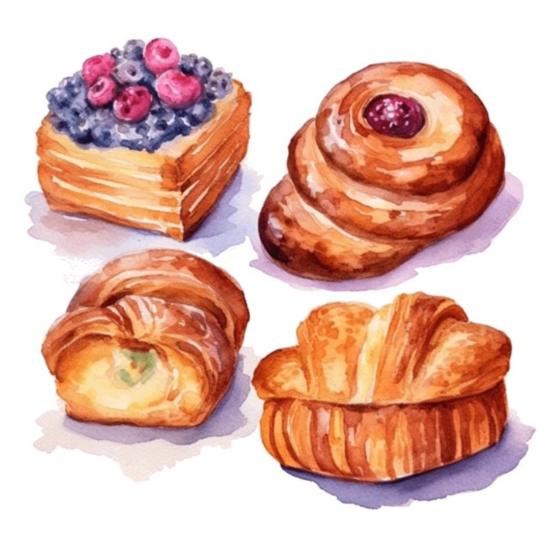 Desserts and Pastry Watercolor Clip Art 4 High Quality PNG Transparent ...