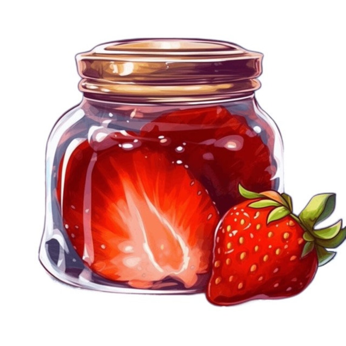 Strawberry Preserves Jam Watercolor Clipart 4 High Quality PNG - Etsy
