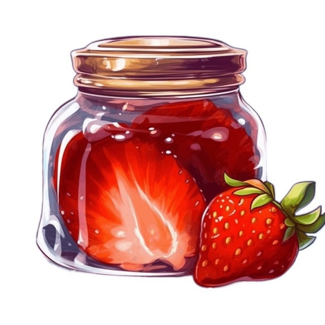 Strawberry Preserves Jam Watercolor Clipart 4 High Quality PNG - Etsy