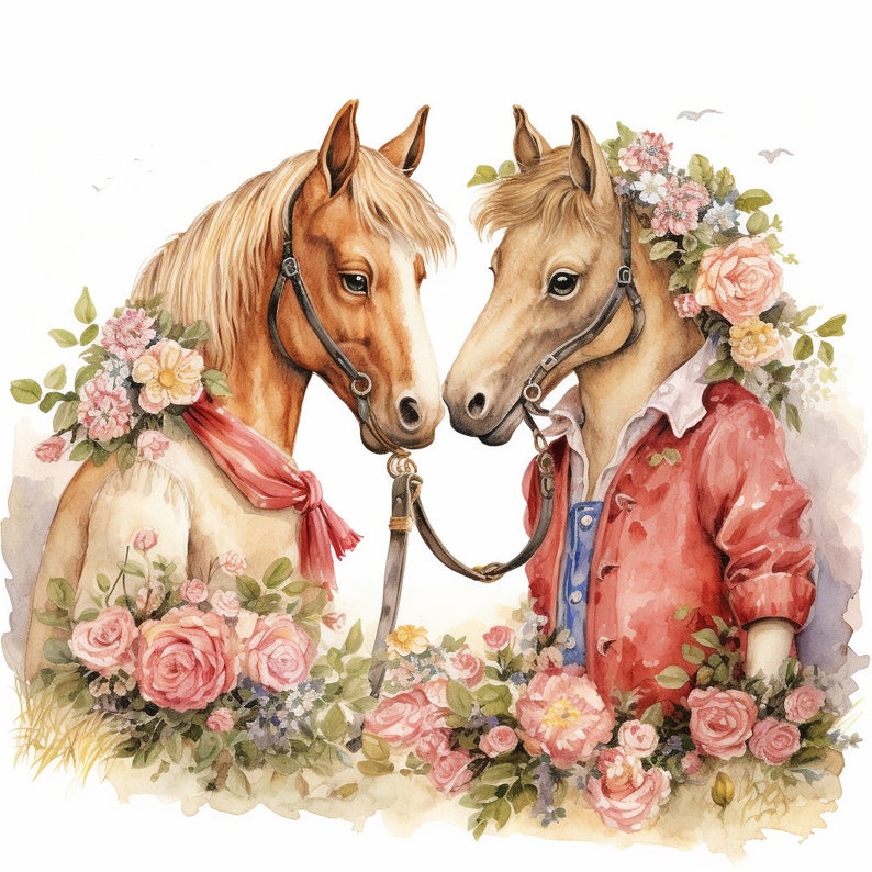 Valentines Day Horses Clip Art 4 High Quality JPG Card Making Paper ...