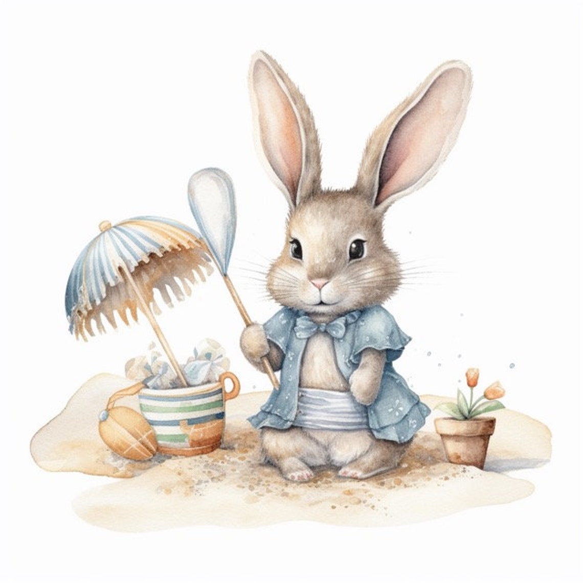 Bunny Rabbit on the Beach Coastal Clipart Clip Art 8 PNG - Etsy