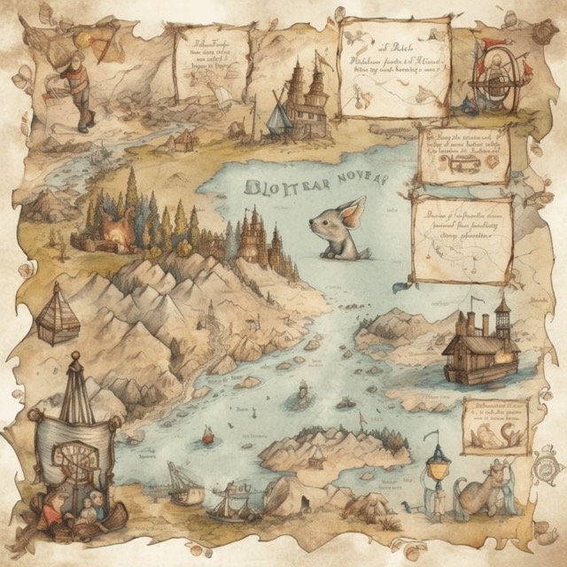 Antique Treasure Map Clipart Clip Art 8 PNG Format Instant - Etsy