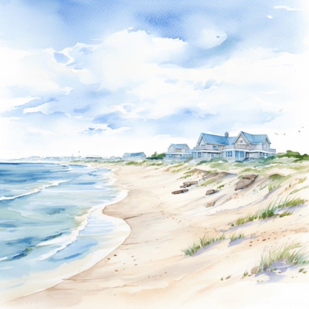 Coastal Beach Watercolor Clip Art 4 High Quality PNG Format Instant ...