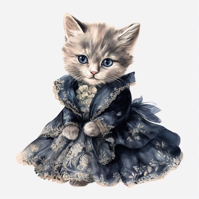 Baroque Kitten Cat Kitty Clipart 8 High Quality JPG, Digital Download ...