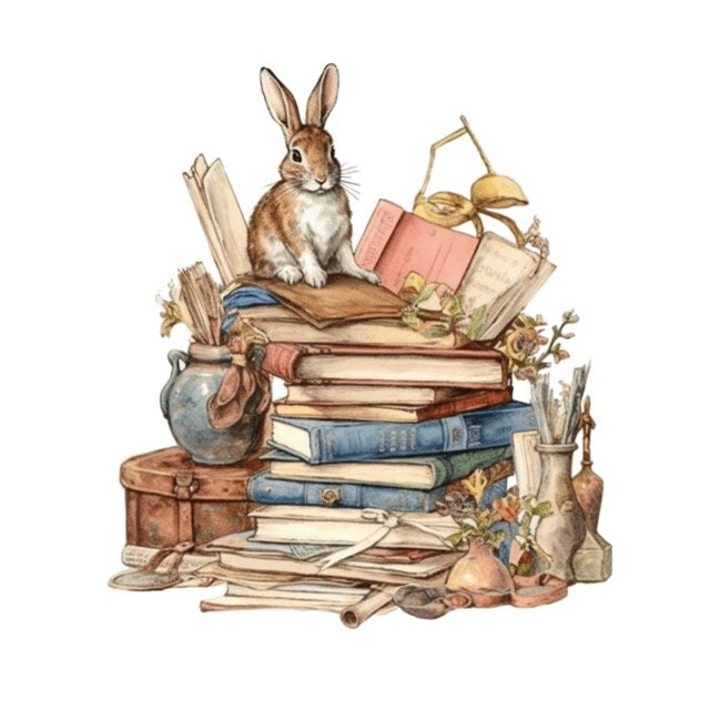 Old Books Watercolor Clip Art 4 High Quality PNG Format - Etsy