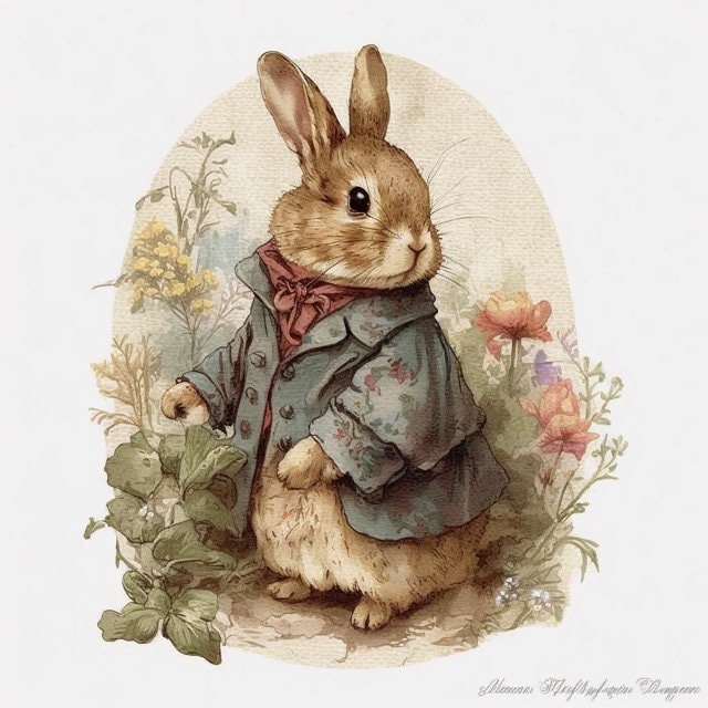 Bunny Rabbit in Vintage Clothes Clipart 8 High Quality JPG - Etsy