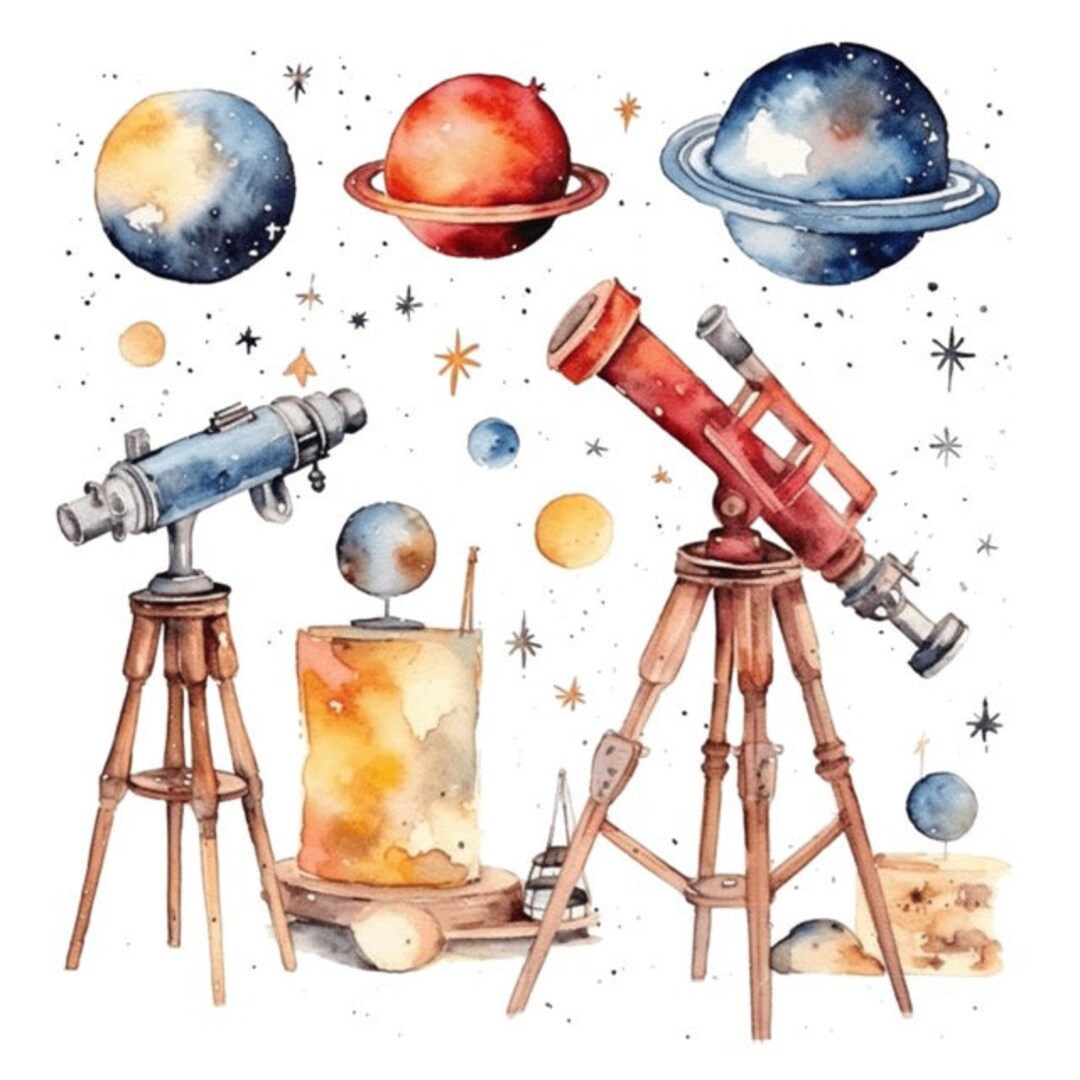 Astronomy Space Watercolor Clip Art Sublimation Graphics 4 PNG Format ...
