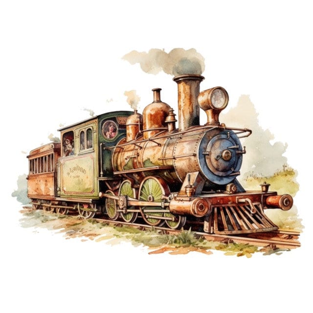Antique Train Watercolor Clip Art 4 High Quality PNG Format - Etsy