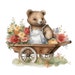 Teddy Bear Wheelbarrow Mother's Day Clip Art 4 PNG Digital Paper Craft ...