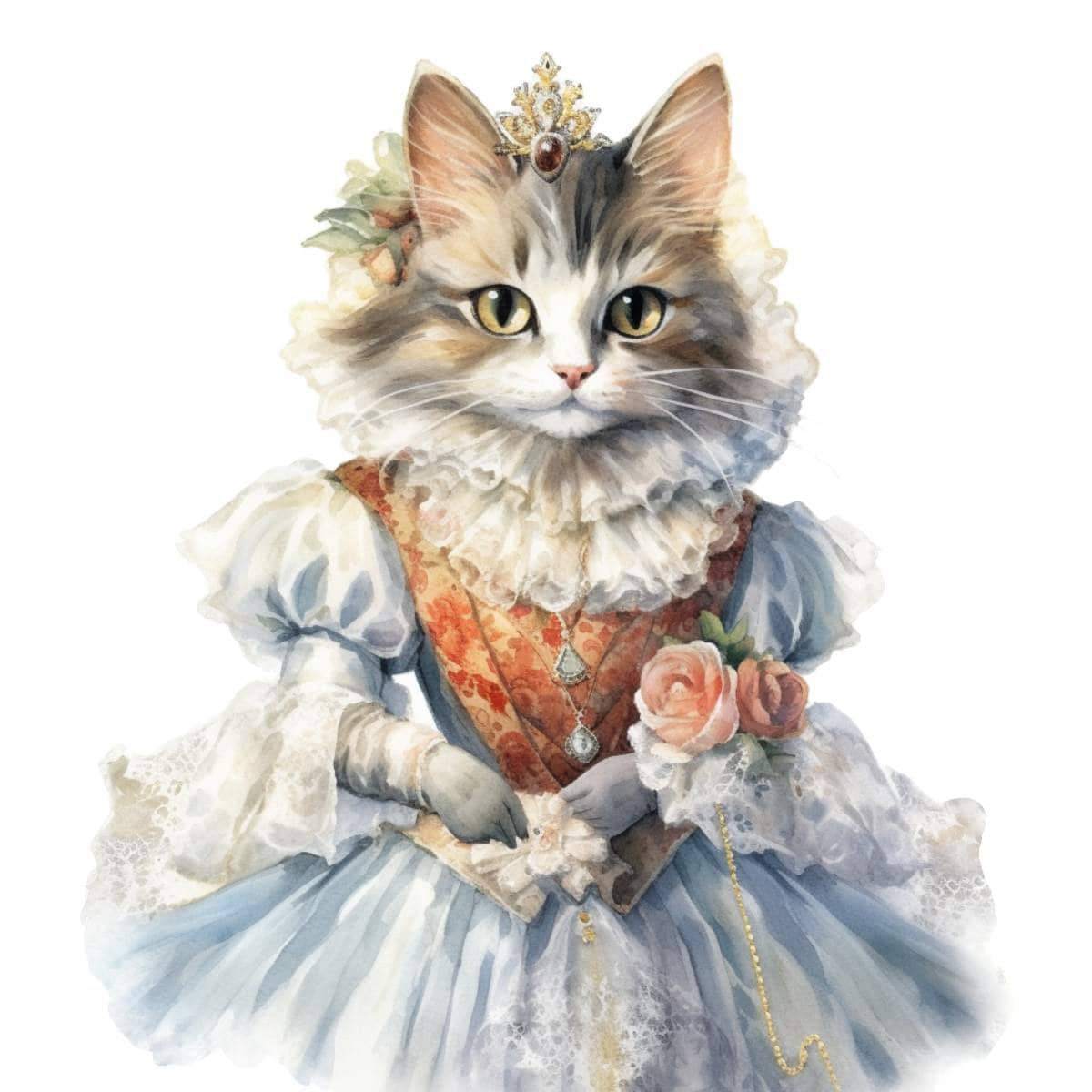 Royal Kitty Cat Kitten Couple Watercolor Clip Art 4 High Quality PNG ...
