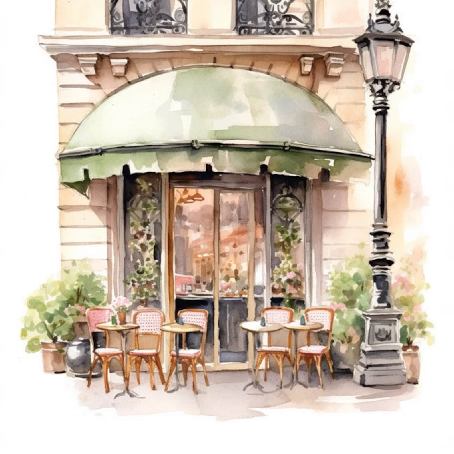 Paris Street Cafe Watercolor Clip Art 4 High Quality PNG Format Instant ...