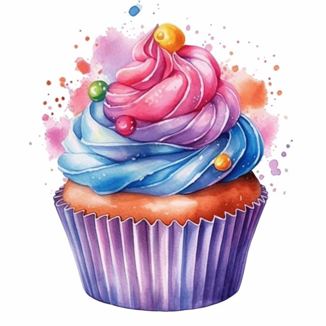Cupcake Watercolor Clipart 4 High Quality PNG Transparent - Etsy