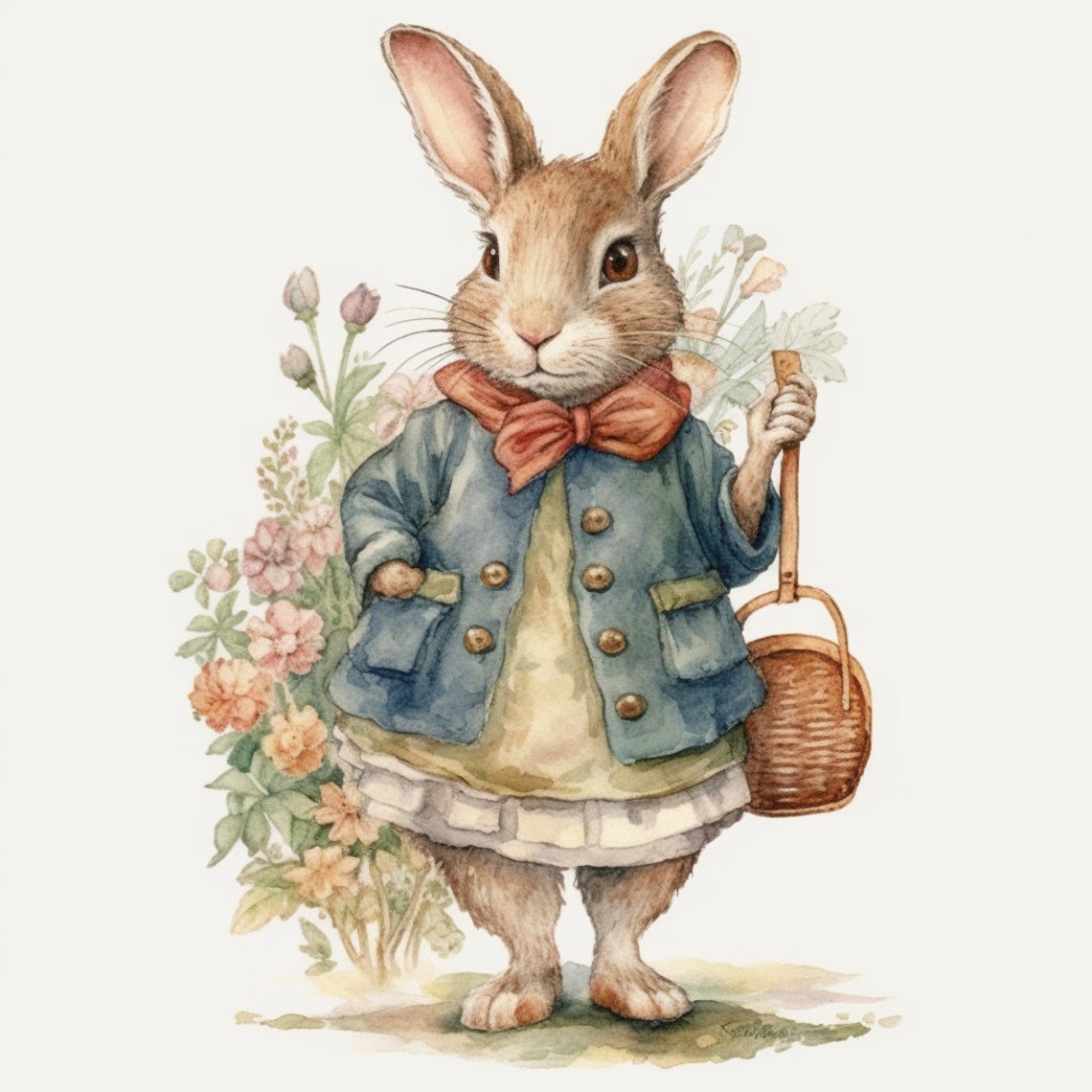 Bunny Rabbit Clipart 8 High Quality JPG Watercolor Art Digital - Etsy