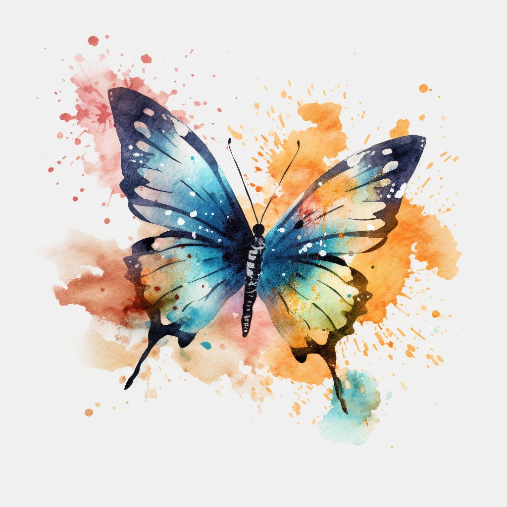 Butterfly Watercolor Clipart 8 High Quality JPG, Digital Download, Card ...