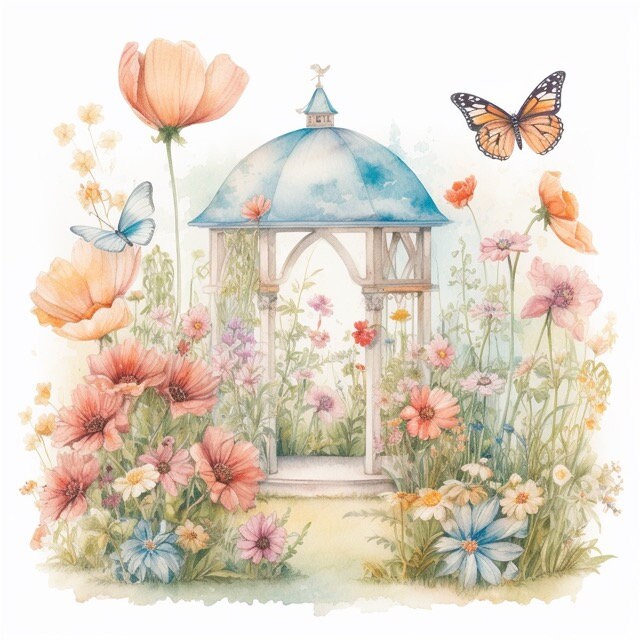Magical Butterfly Garden 8 High Quality JPG Watercolor Digital - Etsy