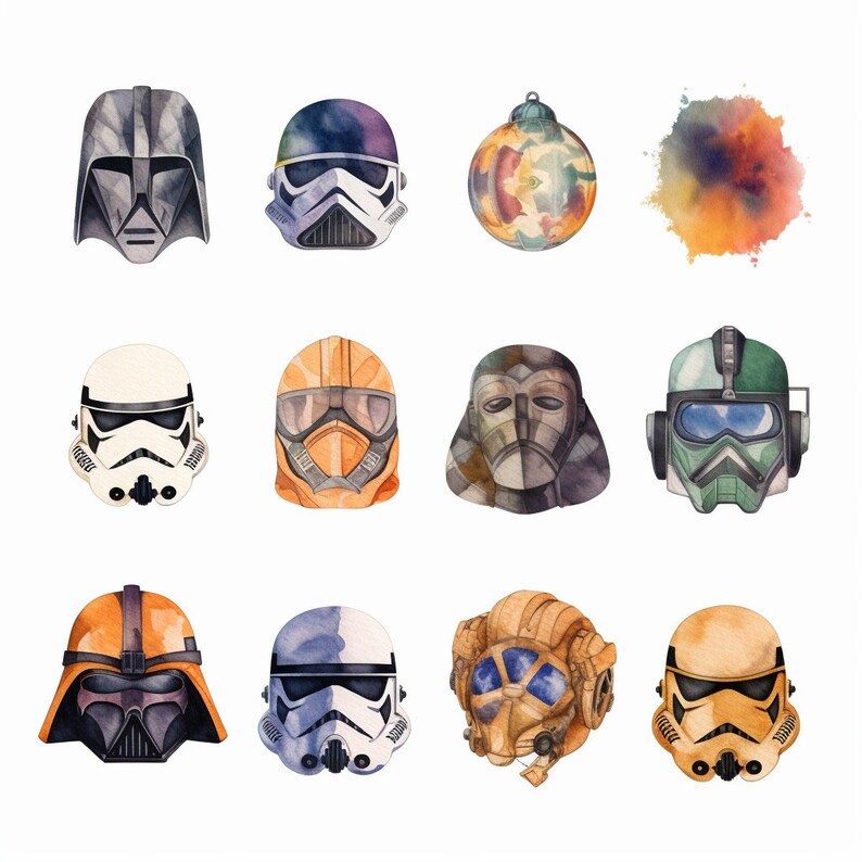 Star Wars Clipart 8 High Quality JPG Watercolor Art Digital - Etsy