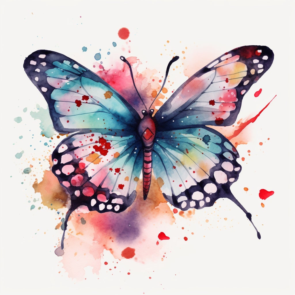 Butterfly Watercolor Clipart 8 High Quality JPG, Digital Download, Card ...