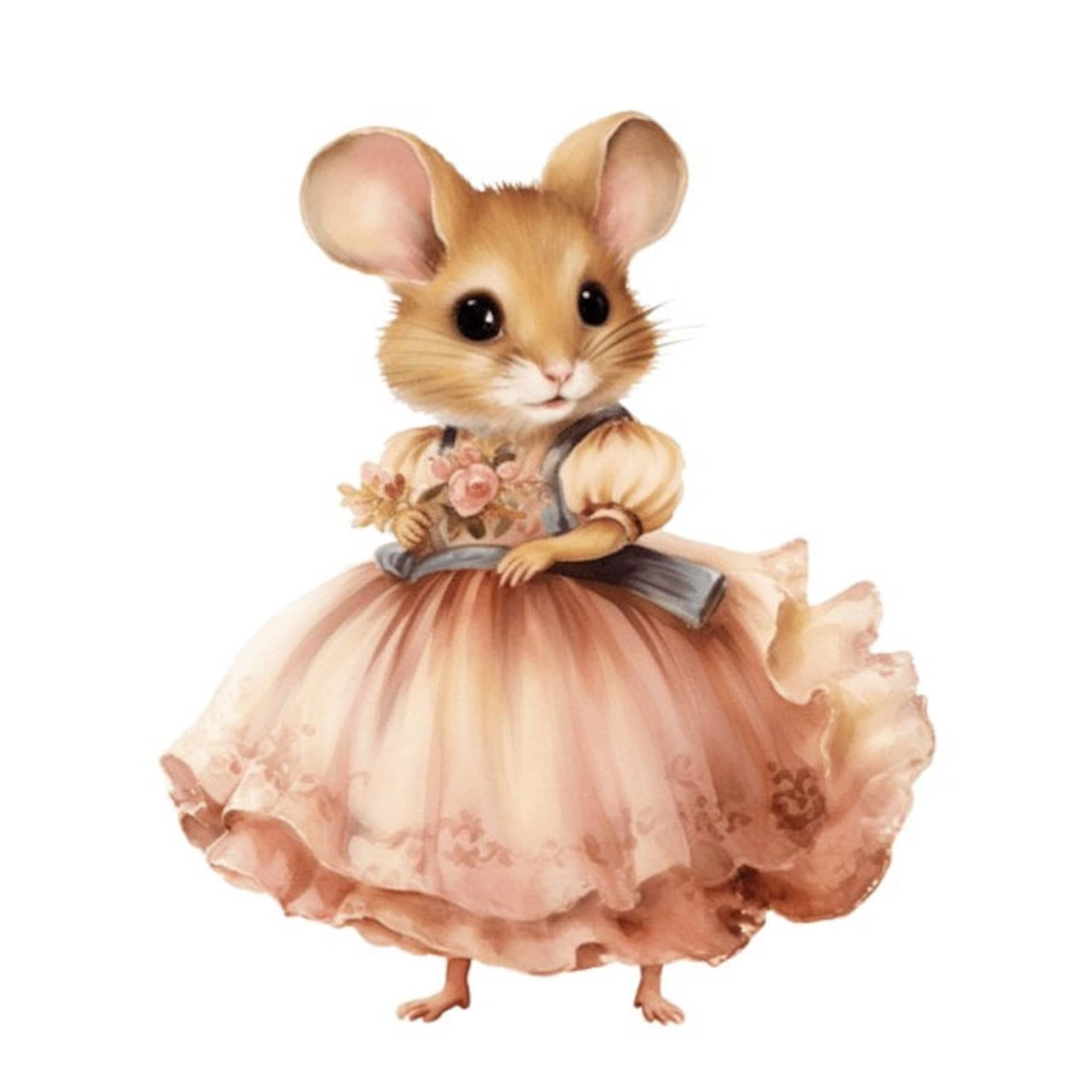 Vintage Mouse Watercolor Clip Art 4 PNG Mix Media Card Making ...