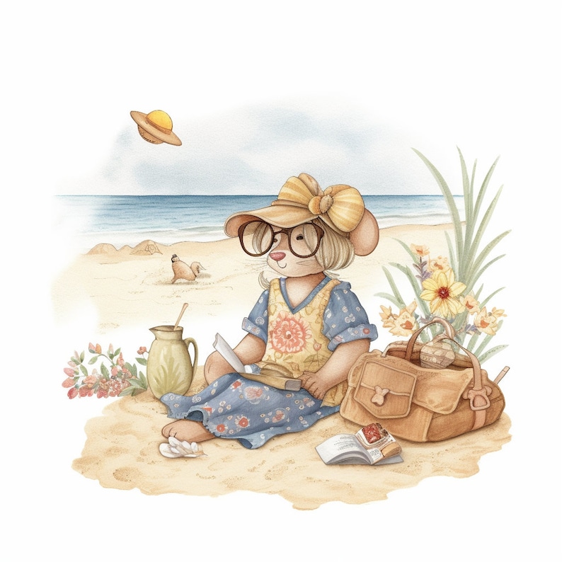 Cute Mouse on the Beach Clipart 8 High Quality JPG, Digital Download ...