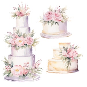 Wedding Cake Elements Watercolor Clip Art 4 High Quality PNG ...