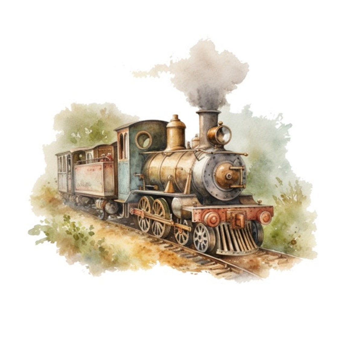 Antique Train Watercolor Clip Art 4 High Quality PNG Format - Etsy