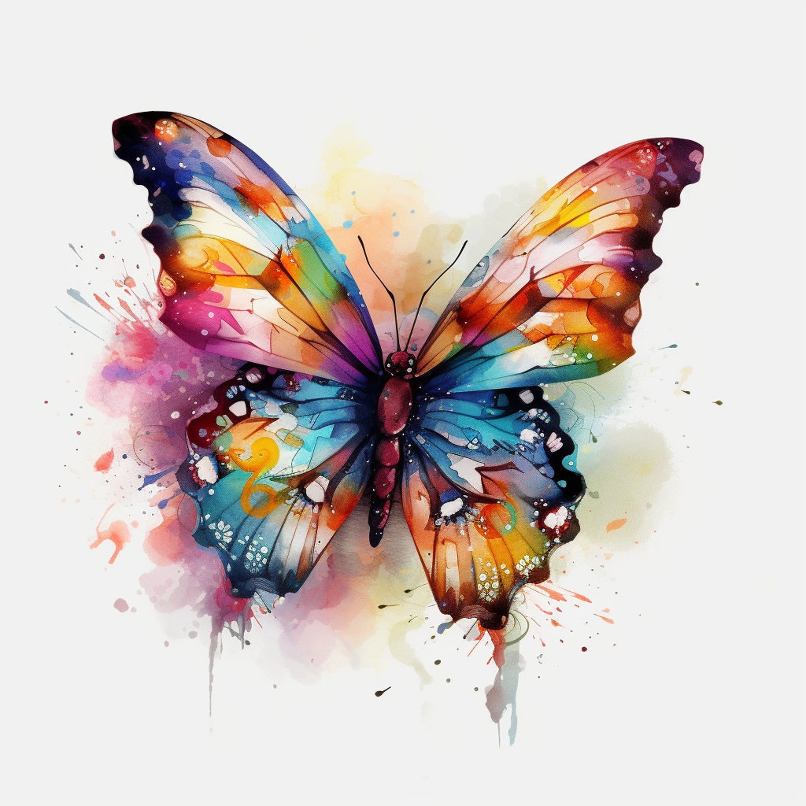 Butterfly Watercolor Clipart 8 High Quality JPG, Digital Download, Card ...