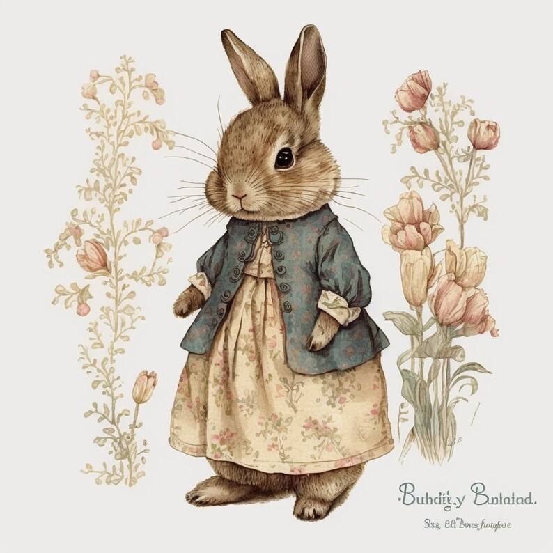 Bunny Rubbit Clipart 8 High Quality JPG Watercolor Art Digital Download Card Making Mixed Media ...