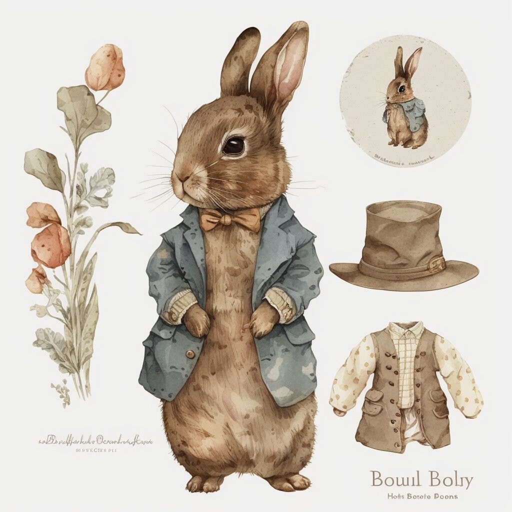 Bunny Rabbit Clipart 10 High Quality JPG Watercolor Art - Etsy