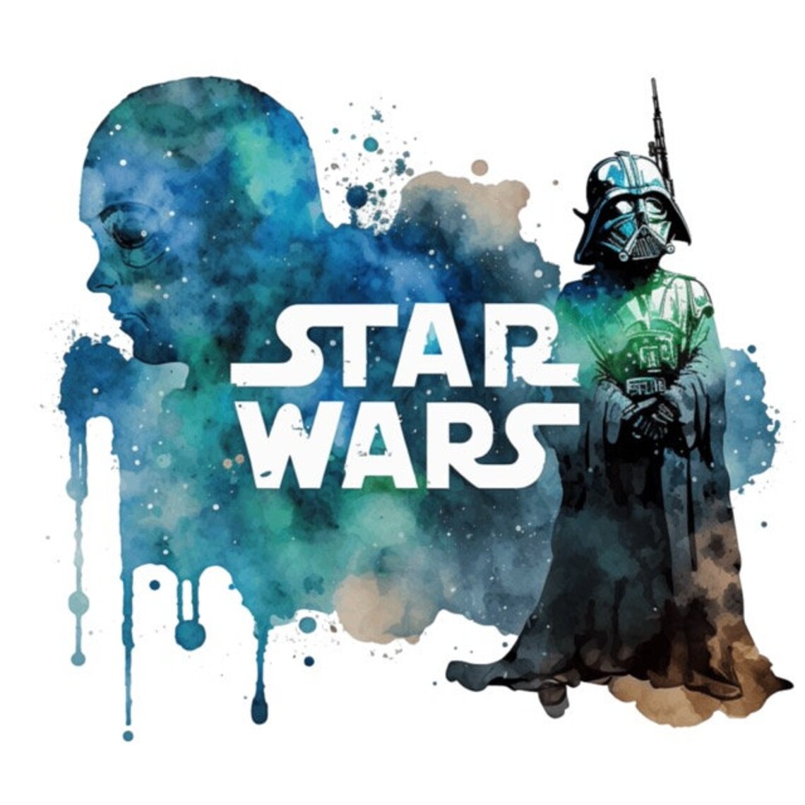 Star Wars Clipart Sublimation Graphics Watercolor Clip Art 4 High ...