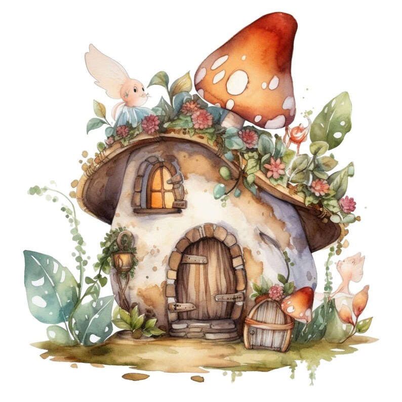 Fairy House Clip Art Sublimation Graphics Watercolor Clipart 4 - Etsy