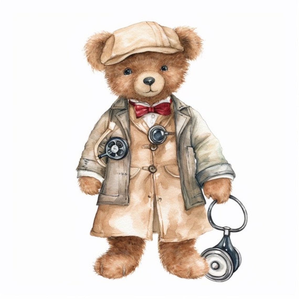 Doctor Teddy Bear Watercolor Clipart 8 High Quality JPG, Digital ...