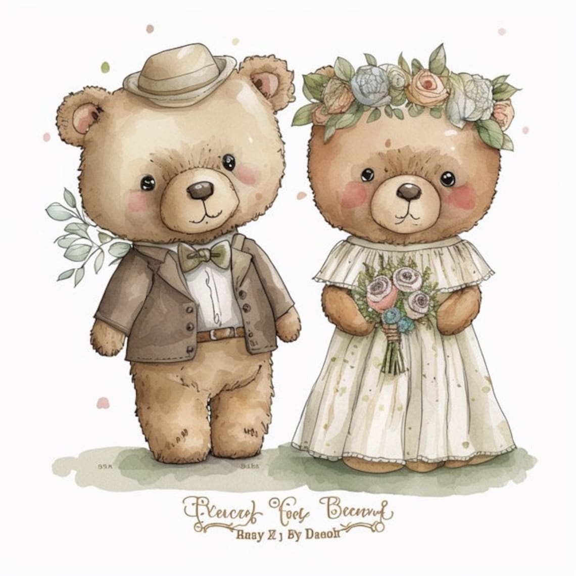 Teddy Bear Groom and Bride Wedding Clipart 8 High Quality JPG - Etsy