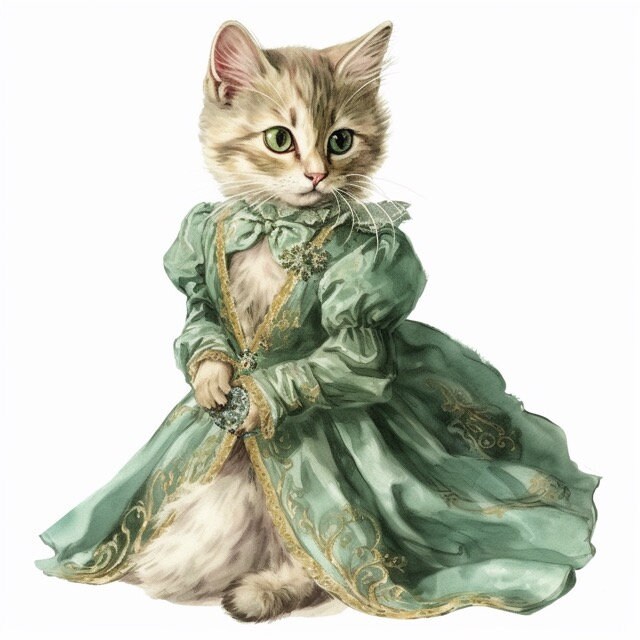 Baroque Kitten Cat Kitty Clipart 8 High Quality JPG, Digital Download ...