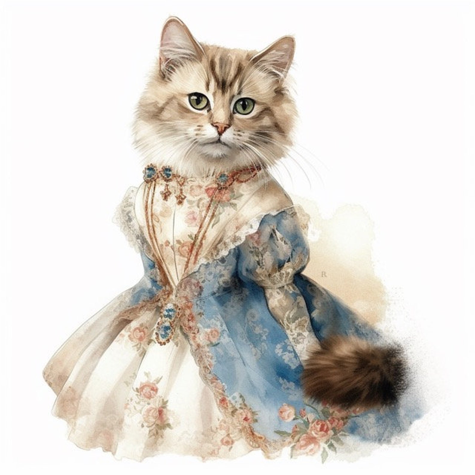 Victorian Cat Kitty Day Clipart Clip Art 4 PNG Format Instant Download ...