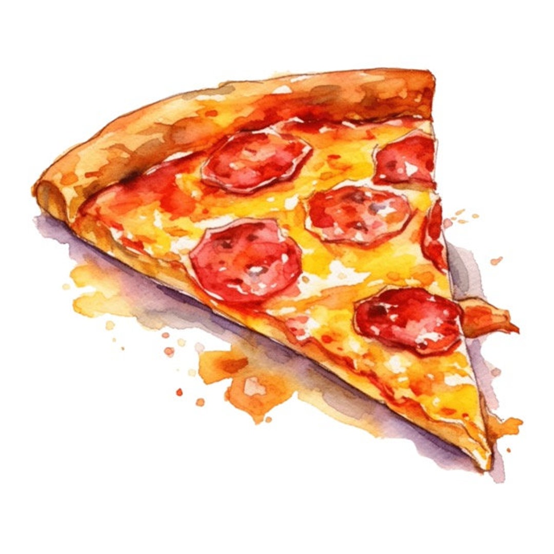 Pizza Pie Slice Watercolor Clip Art 4 High Quality PNG Collage Junk ...