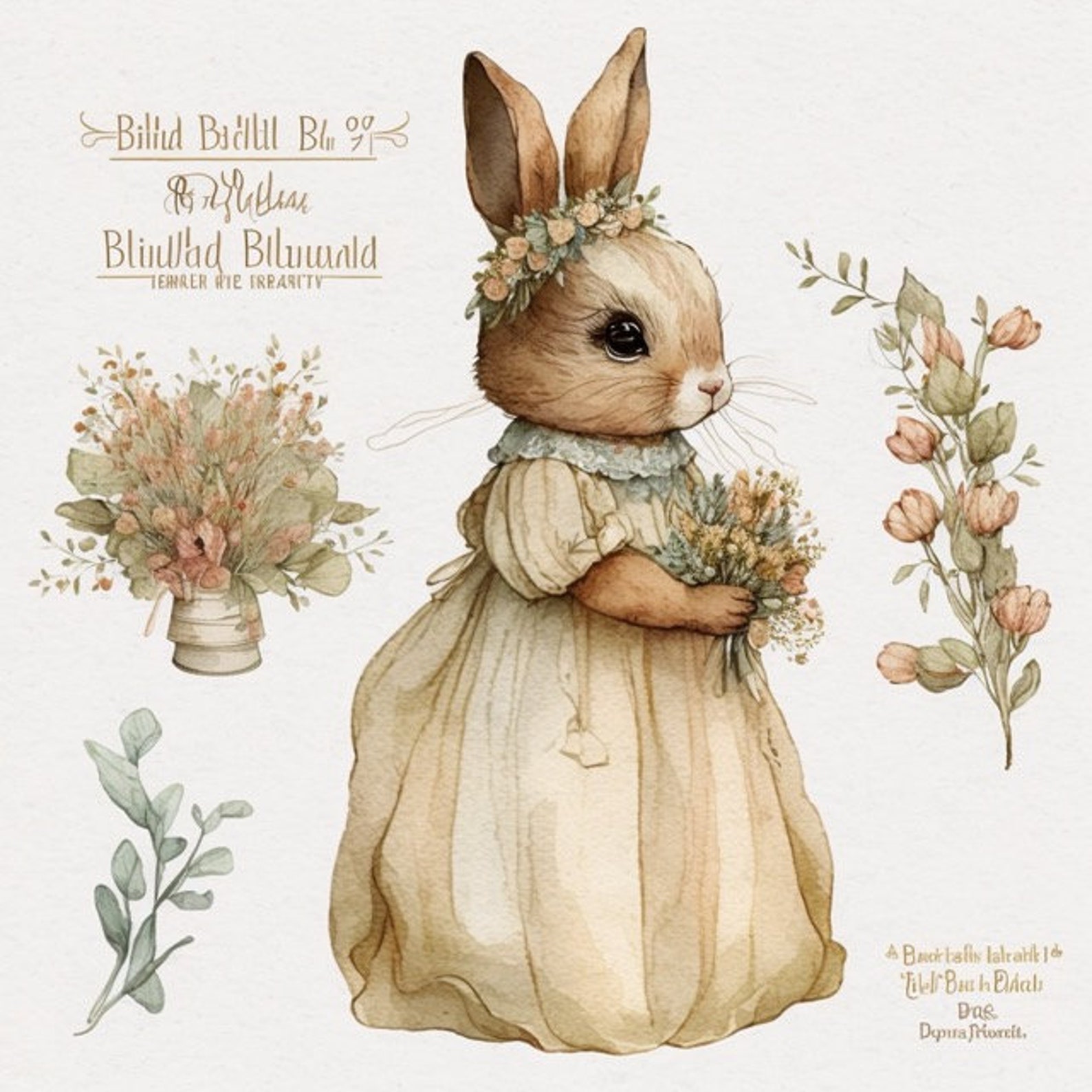 Bunny Rabbit Bride Wedding Clipart 8 High Quality JPG Digital Download ...