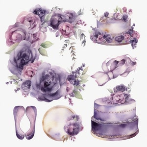 Lavender Lilac Wedding Clipart, 8 High Quality JPG Watercolor Art ...