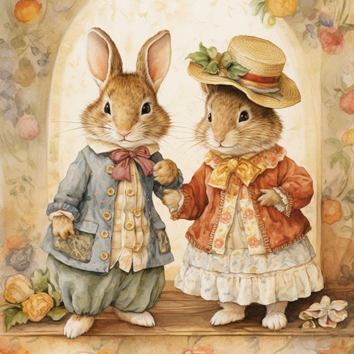 Bunny Rabbit Watercolor Clip Art Sublimation Graphics 4 JPG - Etsy