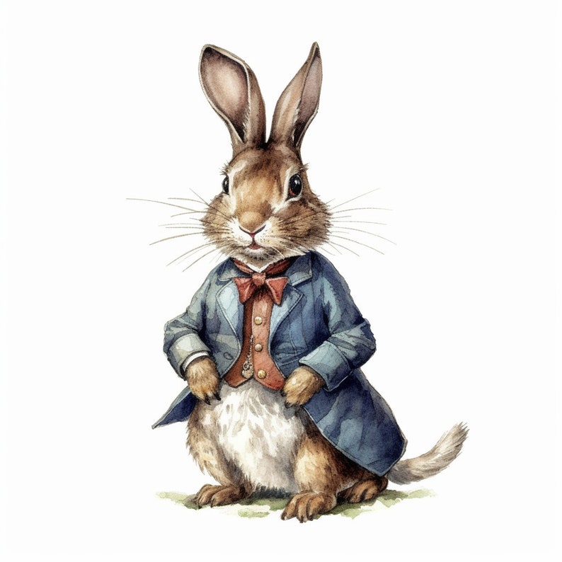 Bunny Rabbit Alice in Wonderland Clipart 8 High Quality JPG Watercolor ...