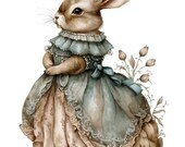 Baroque Cute Bunny Rabbit Clipart Clip Art PNG Format Instant - Etsy