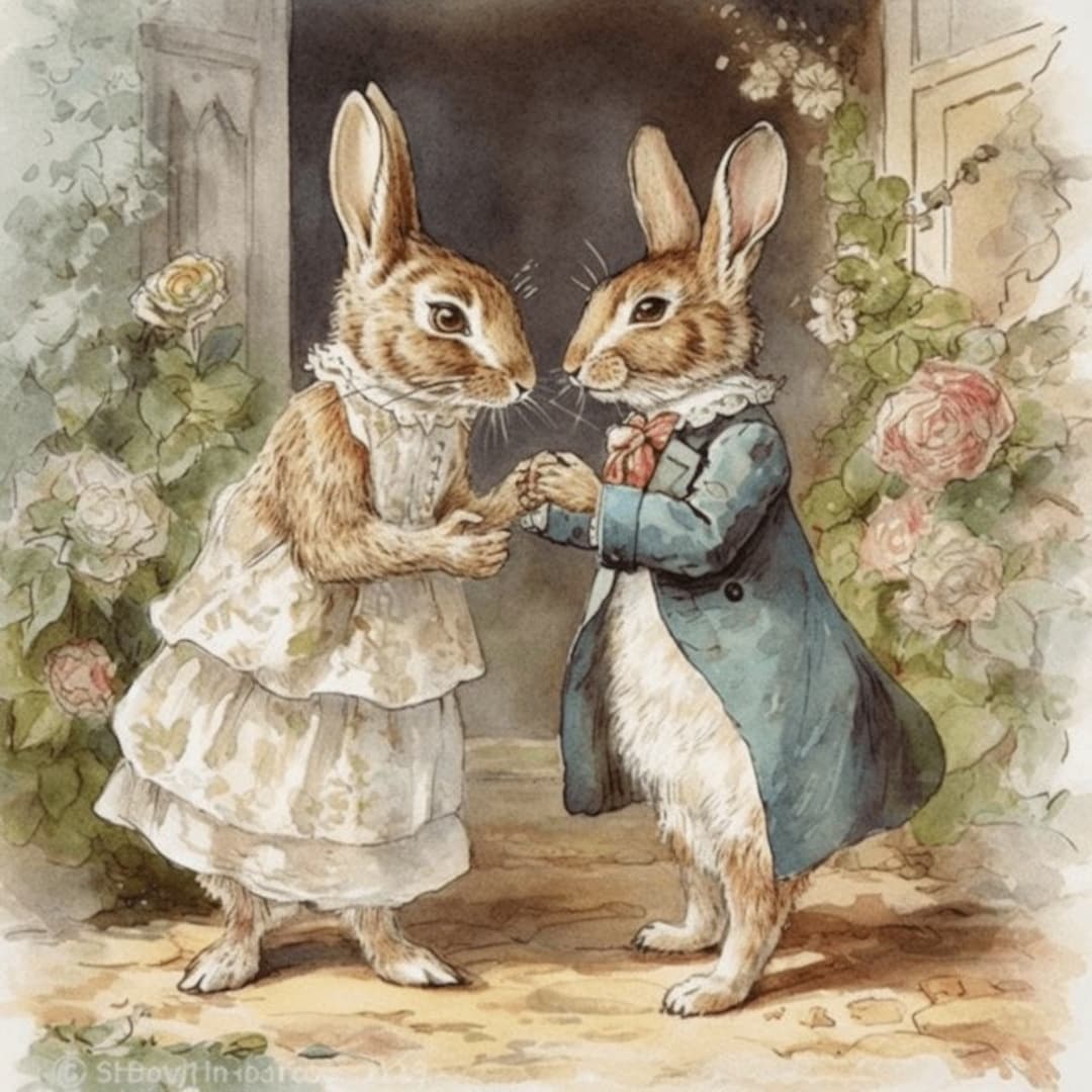 Cute Bunny Rabbit Bride and Groom Wedding Clip Art 4 PNG Card Making ...