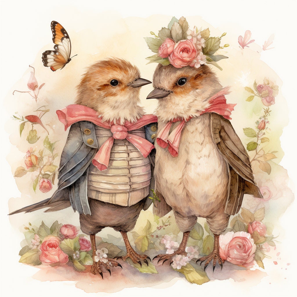 Valentines Day Birds Clip Art Sublimation Graphics 4 JPG Files Mix ...