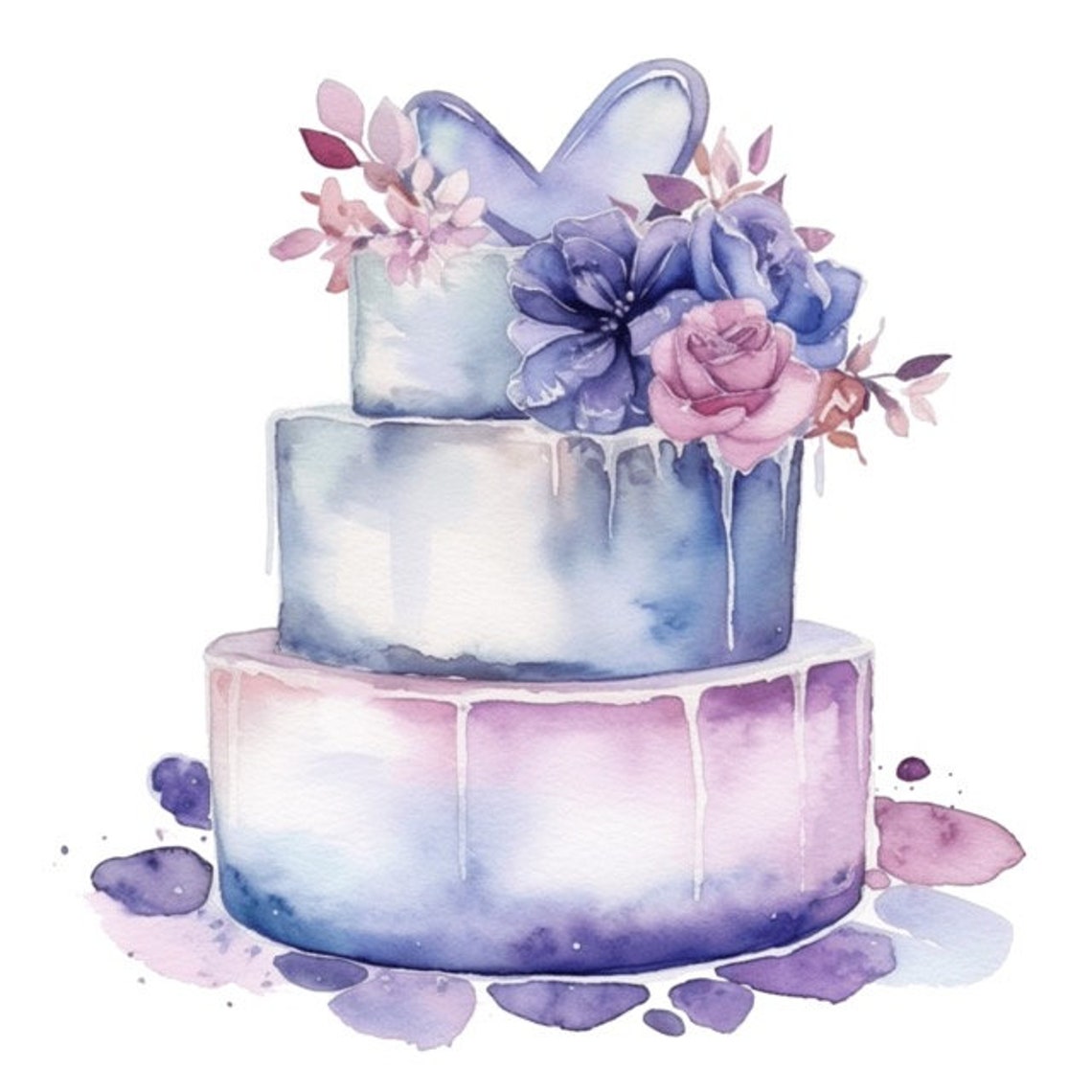 Wedding Cake Watercolor Clipart 4 High Quality PNG, Digital Download ...